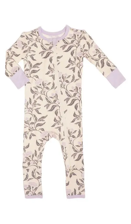 EVERLY GREY Convertible Romper Fitted Long Sleeve Pajama - Poppy