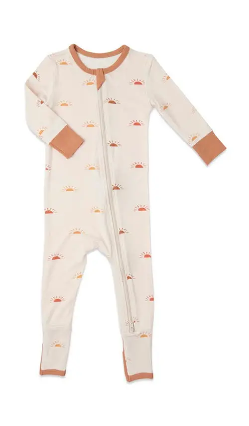 EVERLY GREY Convertible Romper Fitted Long Sleeve Pajama - Sunrise