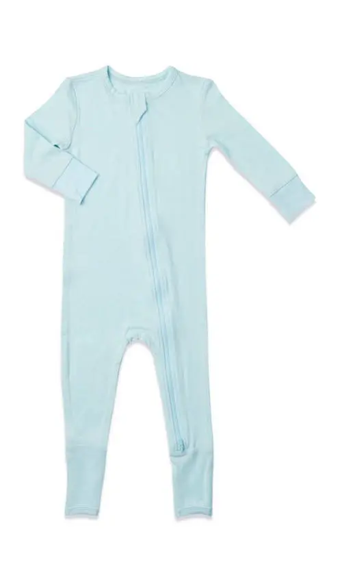 EVERLY GREY Convertible Romper Fitted Long Sleeve Pajama - Whispering Blue