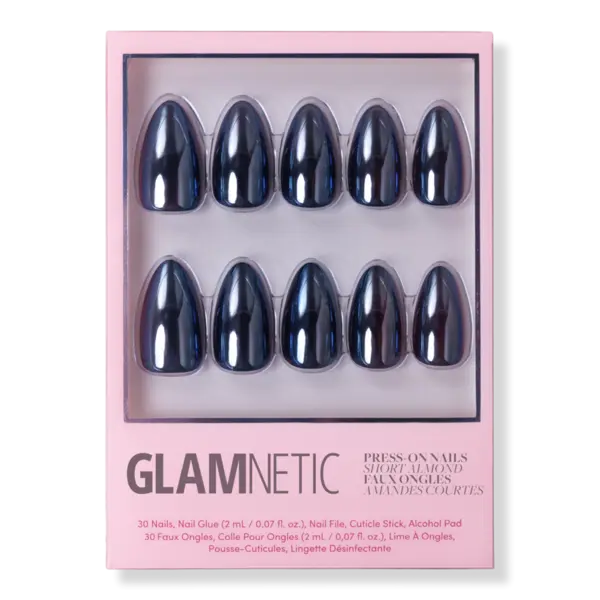 GLAMNETIC Black Metal Press-on Nails - One-color
