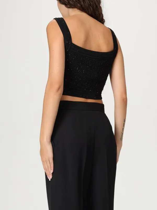 Balmain Embellished Cropped Top - Black
