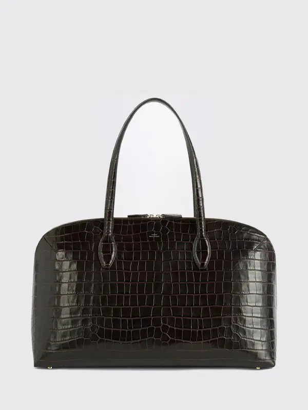 TOTEME Calf Leather Shoulder Bag With Croc Effect - Brown