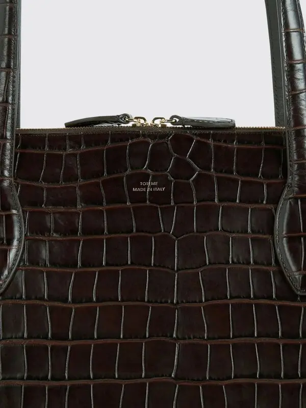 TOTEME Calf Leather Shoulder Bag With Croc Effect