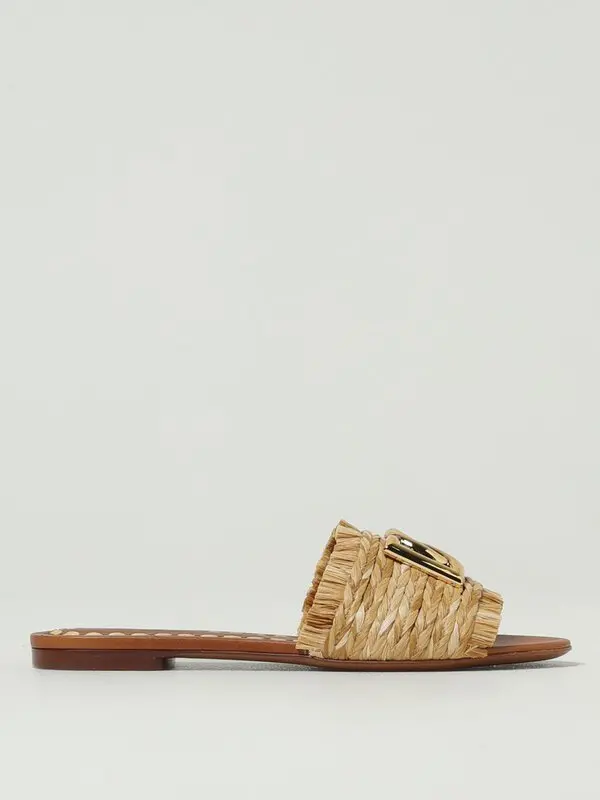 Dolce & Gabbana Raffia Dg Mule Slides - Brown