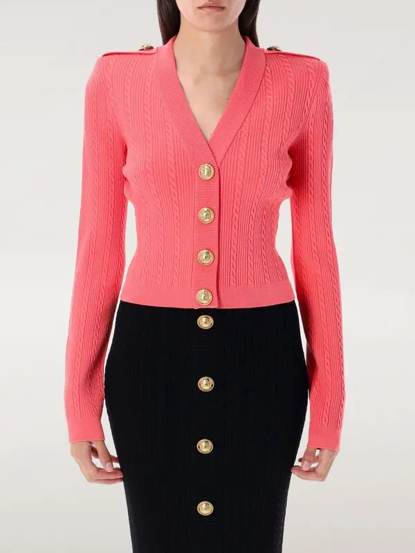 Balmain Ribbed Button-detailed V-neck Cardigan