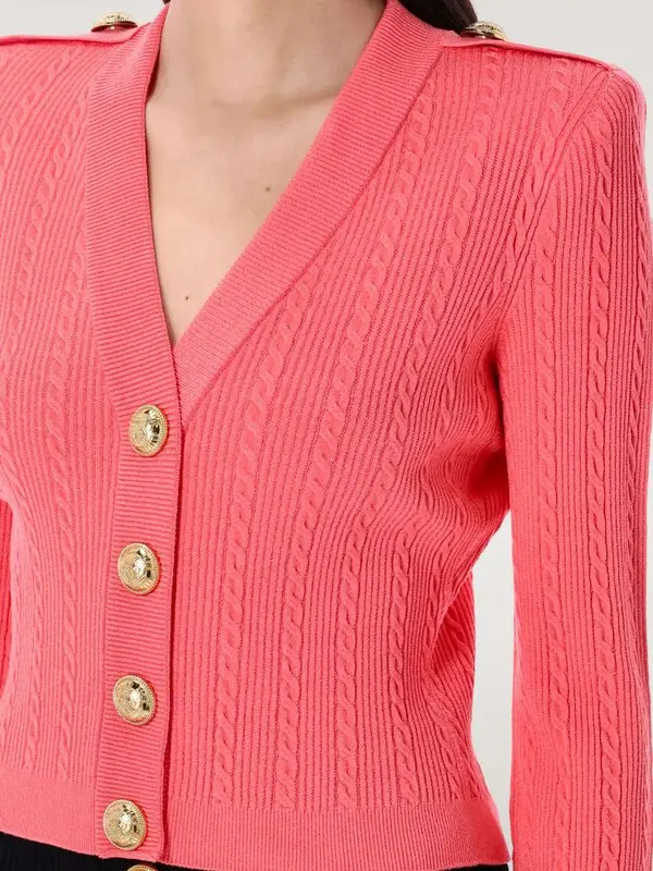 Balmain Ribbed Button-detailed V-neck Cardigan