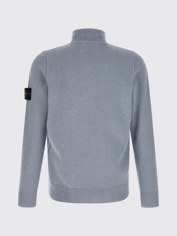 Stone Island Virgin Wool Turtleneck Jumper With Compass Logo Patch - Blue 1