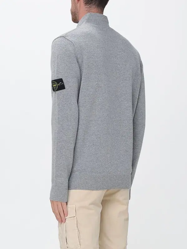 Stone Island Virgin Wool Turtleneck Jumper With Compass Logo Patch - Grey