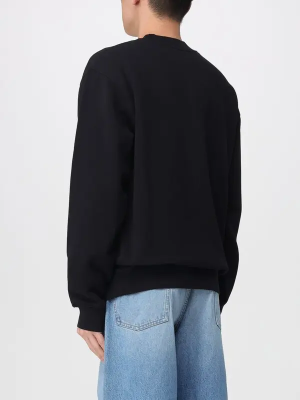 Jacquemus Pure Cotton Crewneck Sweatshirt With Applied Contrast Logo - Black