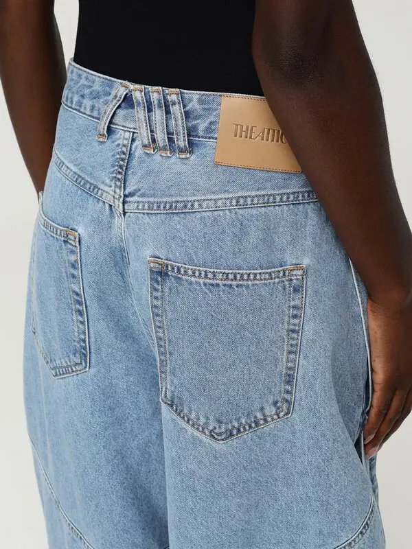Attico Wash Denim Jeans With Tie Detailing - Blue