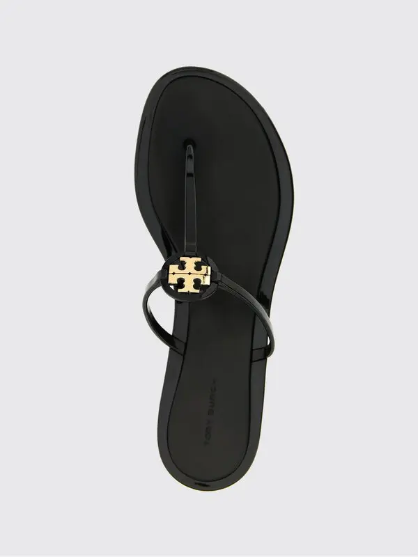 Tory Burch Miller Jelly Thong Sandals With Double T Logo - Black