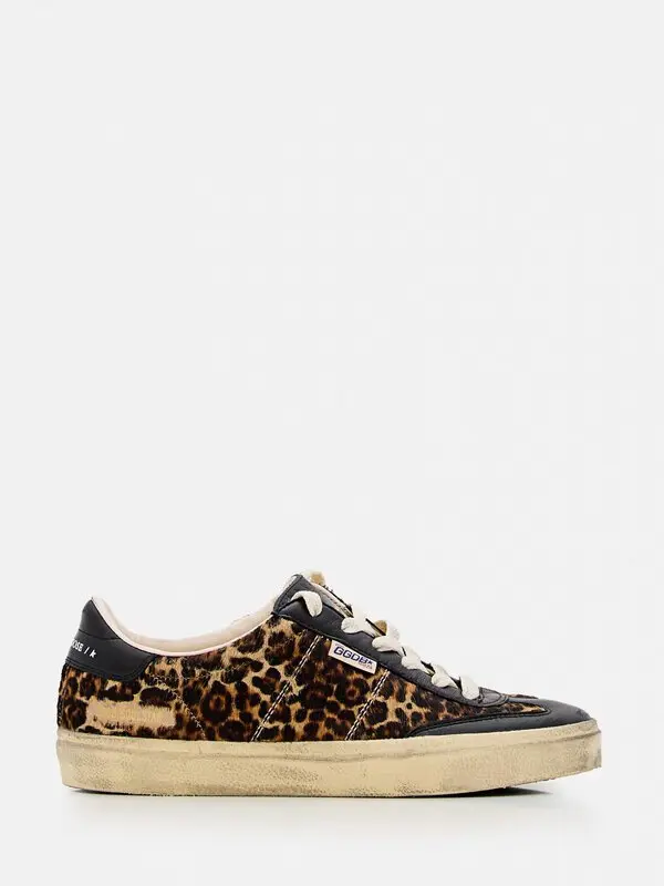 GOLDEN GOOSE Soul Star Leopard Print Pony Hair Sneakers - Brown