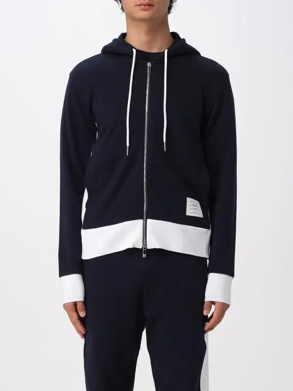 Thom Browne Zip-up Hoodie - Navy