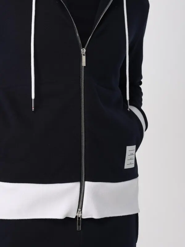 Thom Browne Zip-up Hoodie - Navy
