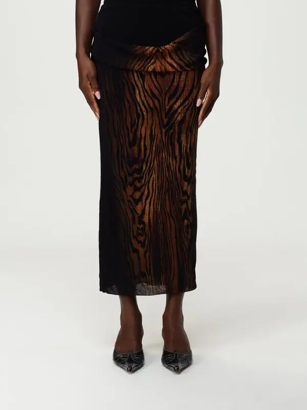 JEAN PAUL GAULTIER Wood Grain Print Maxi Skirt - Black