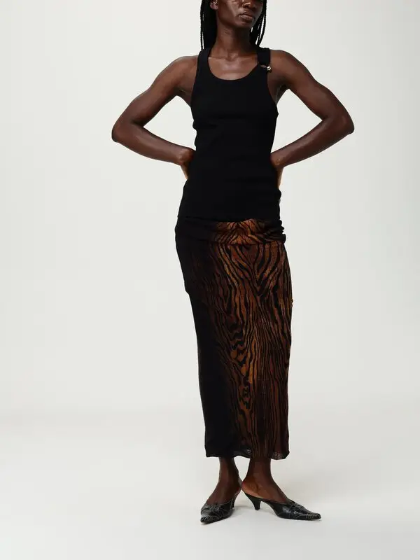 JEAN PAUL GAULTIER Wood Grain Print Maxi Skirt - Black