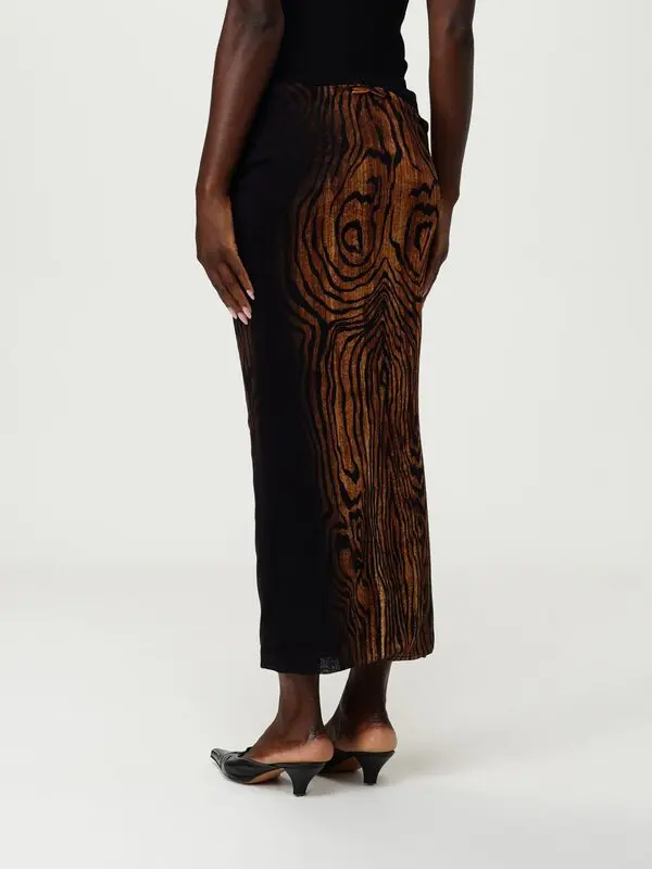 JEAN PAUL GAULTIER Wood Grain Print Maxi Skirt - Black