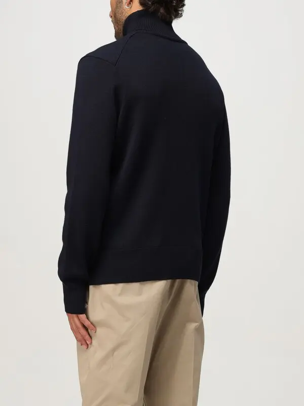 AMI Paris Merino Wool Turtleneck Sweater With Embroidered Logo - Blue