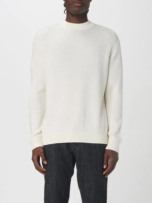 Emporio Armani Ribbed High Neck Pullover - Ice