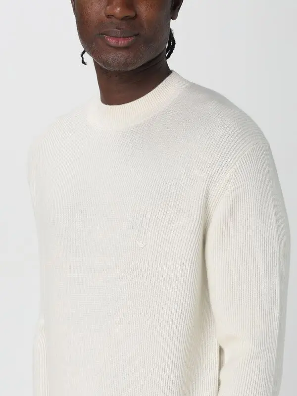 Emporio Armani Ribbed High Neck Pullover - Ice
