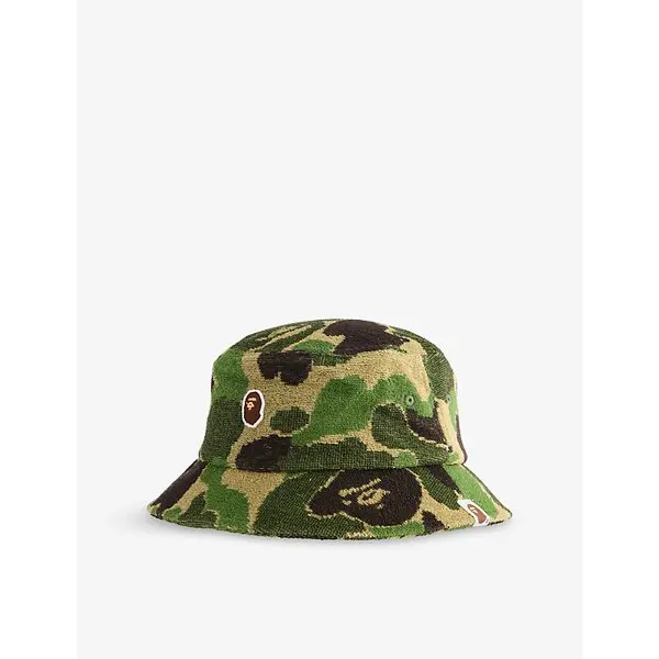 A BATHING APE Camo Terry Bucket Hat - Green