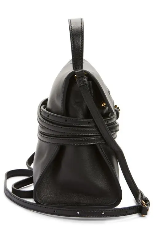 Moschino Small Tie Me Leather Top Handle Bag