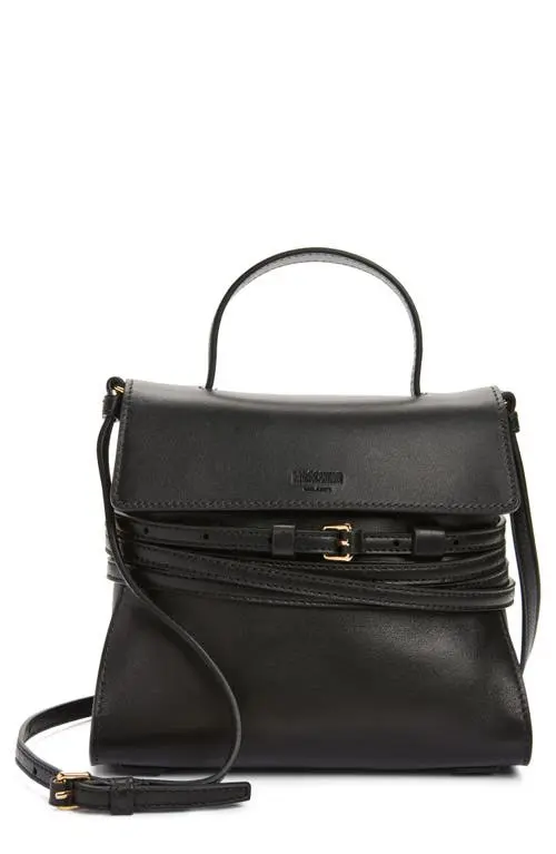 Moschino Small Tie Me Leather Top Handle Bag