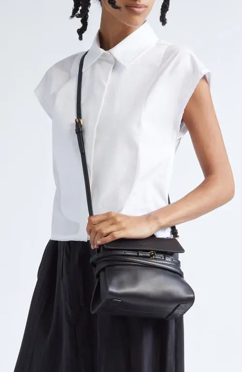 Moschino Small Tie Me Leather Top Handle Bag