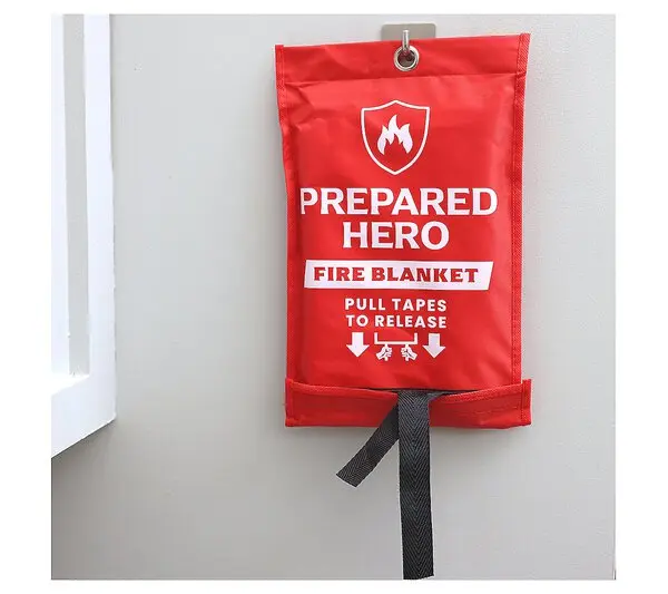 PREPARED HERO Set Of 2 Fire Blankets With 2 Hooks