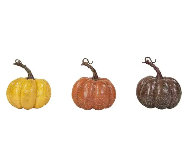 NORTHLIGHT Crackle Finish Harvest Pumpkins 4' S T Of 3 - One-color