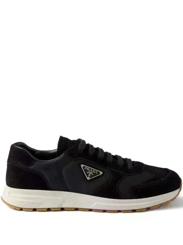 Prada Triangle-logo Panelled Sneakers - Black