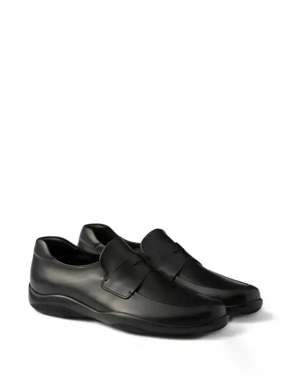 Prada Toblach Leather Loafers - Black