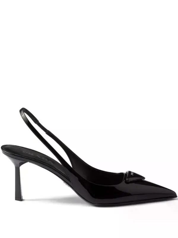 Prada Patent Leather Slingback Pumps - Black