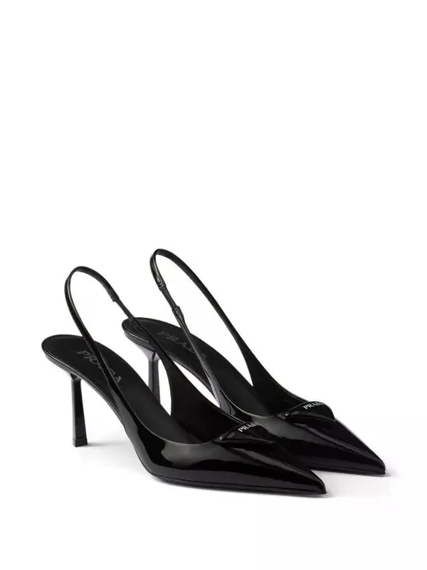 Prada Patent Leather Slingback Pumps - Black