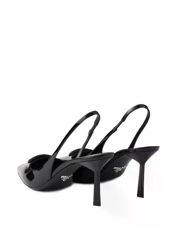 Prada Patent Leather Slingback Pumps - Black