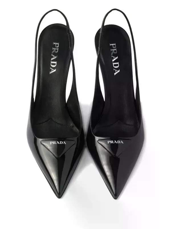 Prada Patent Leather Slingback Pumps - Black