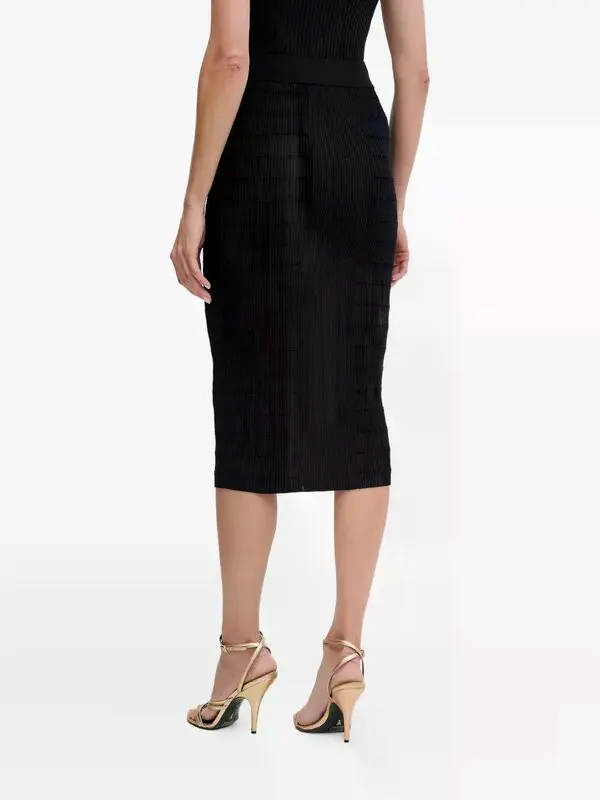 Guess Ribbed-knit Midi Skirt - Black