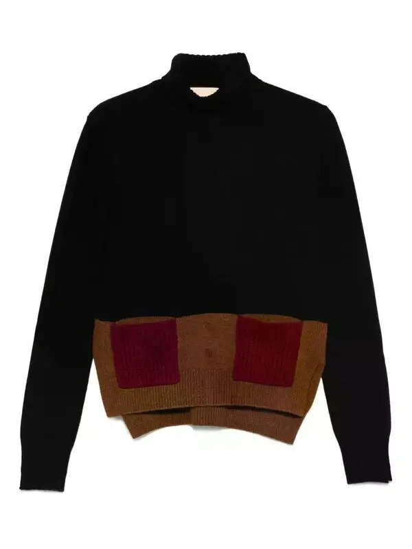 Plan C Turtleneck Knitted Top With Pockets