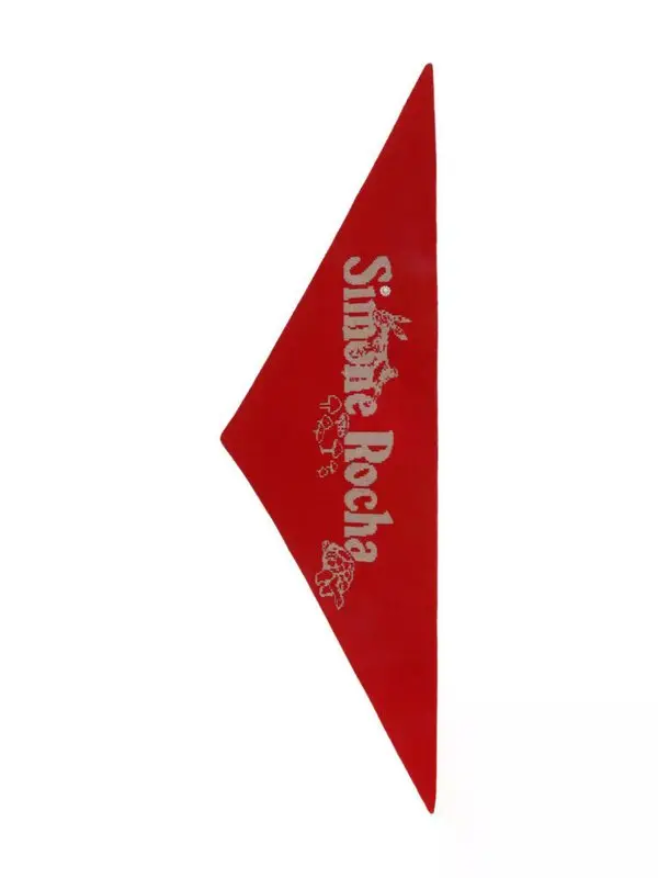 Simone Rocha Pearl-embellished Logo Scarf - Red