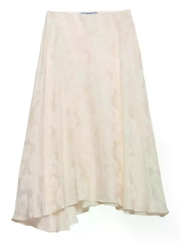 Prada Floral Jacquard Asymmetric Midi Skirt