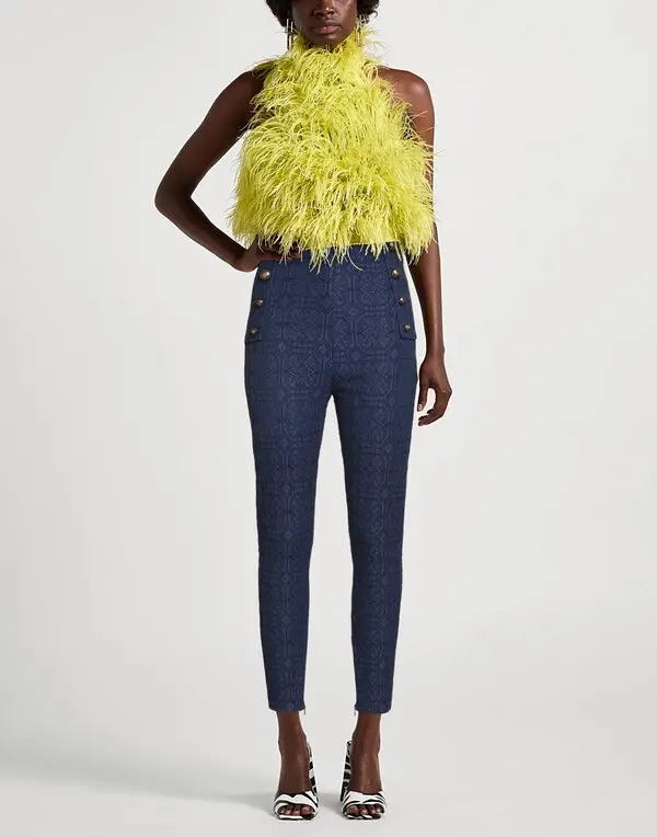 Elisabetta Franchi Slim Fit Appliqued Pants - Navy