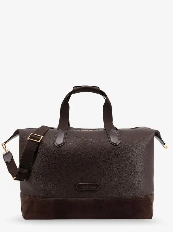 TOM FORD Leather Travel Bag With Suede Inserts - Brown