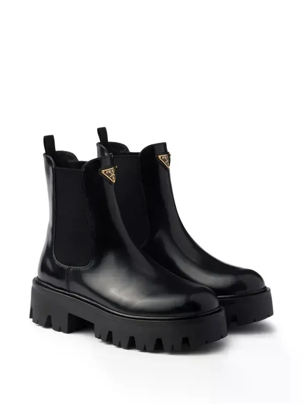 Prada 55mm Brushed Leather Chelsea Boots With Triangle Logo