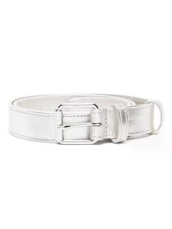 Comme Des Garçons Metallic Leather Belt - Silver