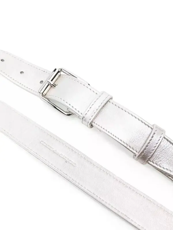 Comme Des Garçons Metallic Leather Belt - Silver