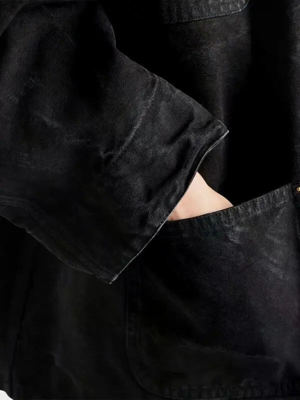 Prada Leather-collar Cotton Jacket - Black