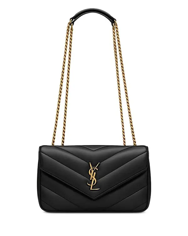 Saint Laurent Loulou Small Bag In Matelassé Lambskin - Black