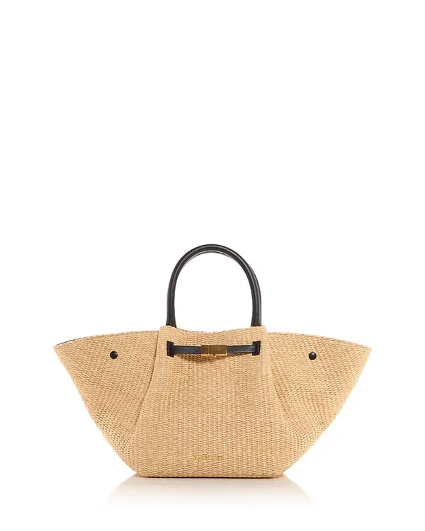 DEMELLIER Midi New York Raffia Shoulder Bag - Natural/black