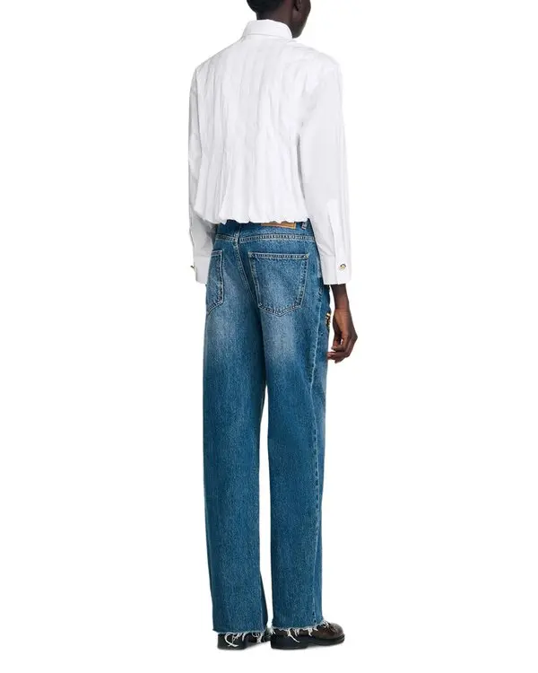 Sandro Pleated Cropped Shirt - White