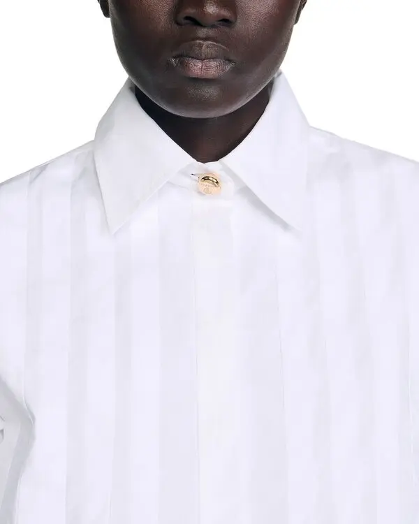 Sandro Pleated Cropped Shirt - White